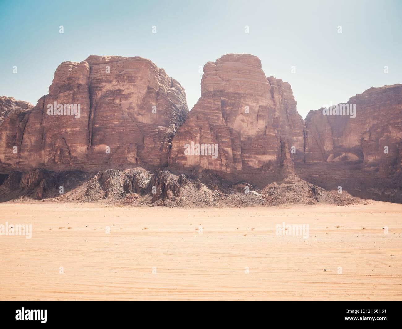Scenic view from Wadi Rum rocky desert, in Jordan. Desert landscape ...