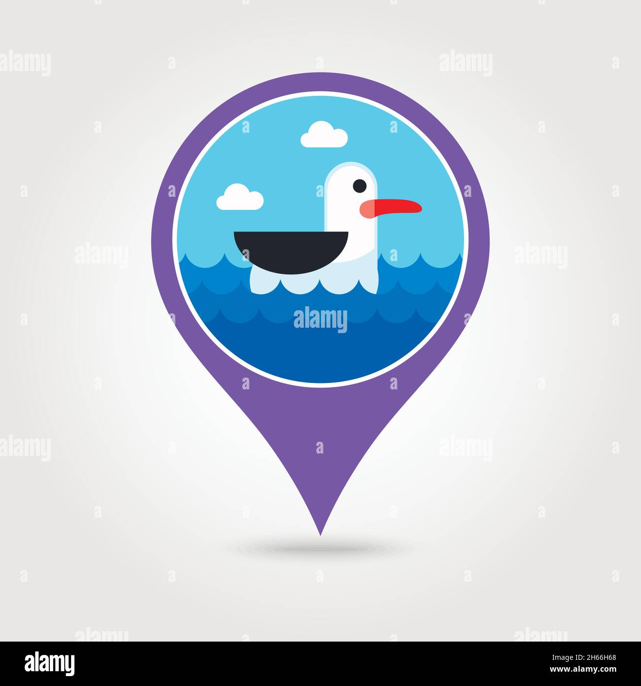 Seagull vector pin map icon. Beach Map pointer. Summer Map markers ...