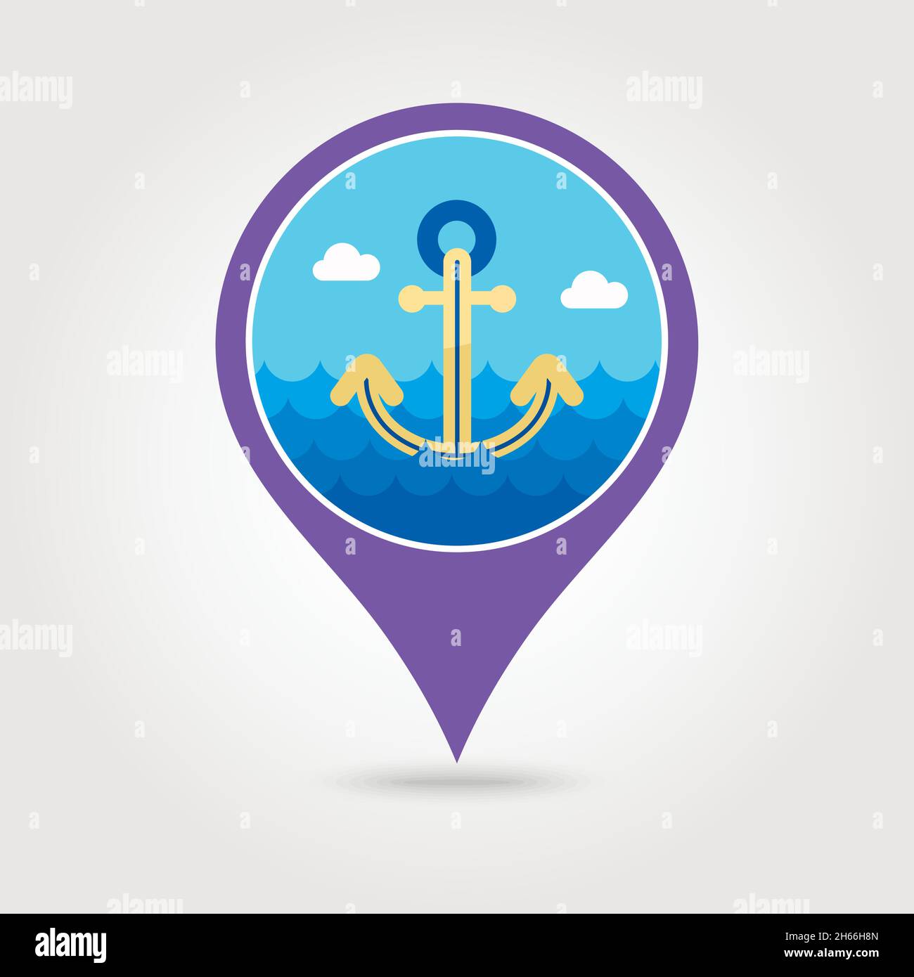 Anchor vector pin map icon. Marine Map pointer. Summer Map markers ...