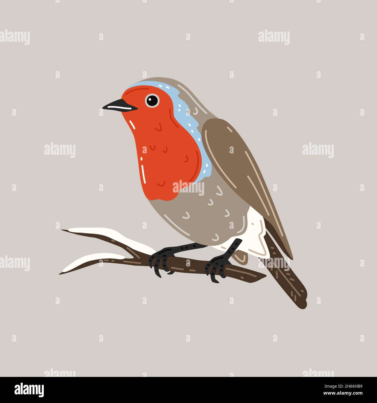 Robin sitting on a tree branch. Vector illustration Stock Vector Image ...