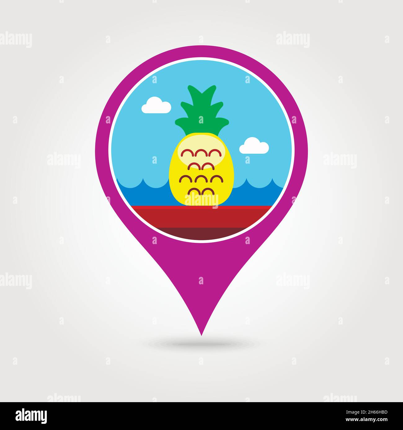 Pineapple vector pin map icon. Beach Map pointer. Summer Map markers ...