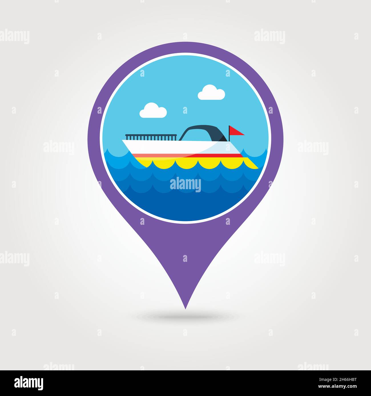 Ship Boat vector pin map icon. Marine Map pointer. Summer Map markers ...