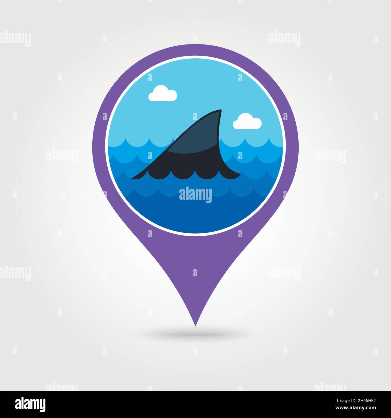 Shark fin vector pin map icon. Beach Map pointer. Summer Map markers ...