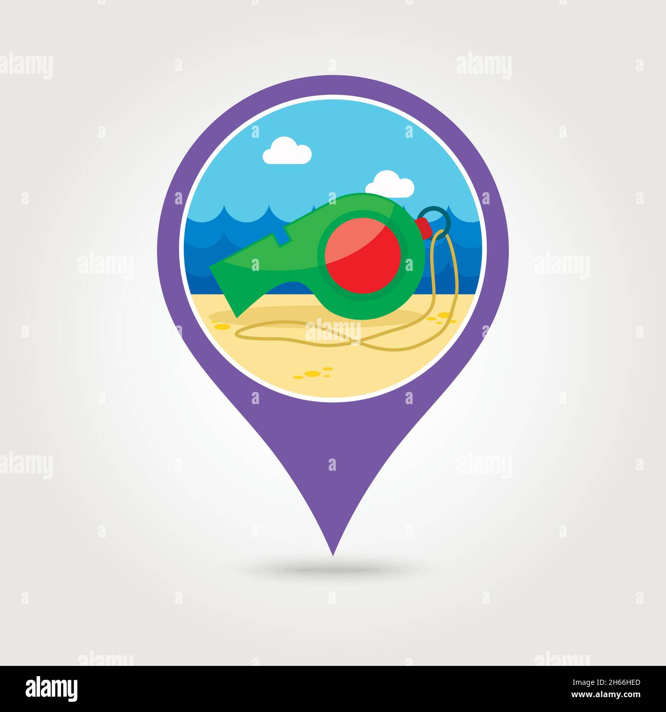 Whistle vector pin map icon. Beach Map pointer. Summer Map markers ...