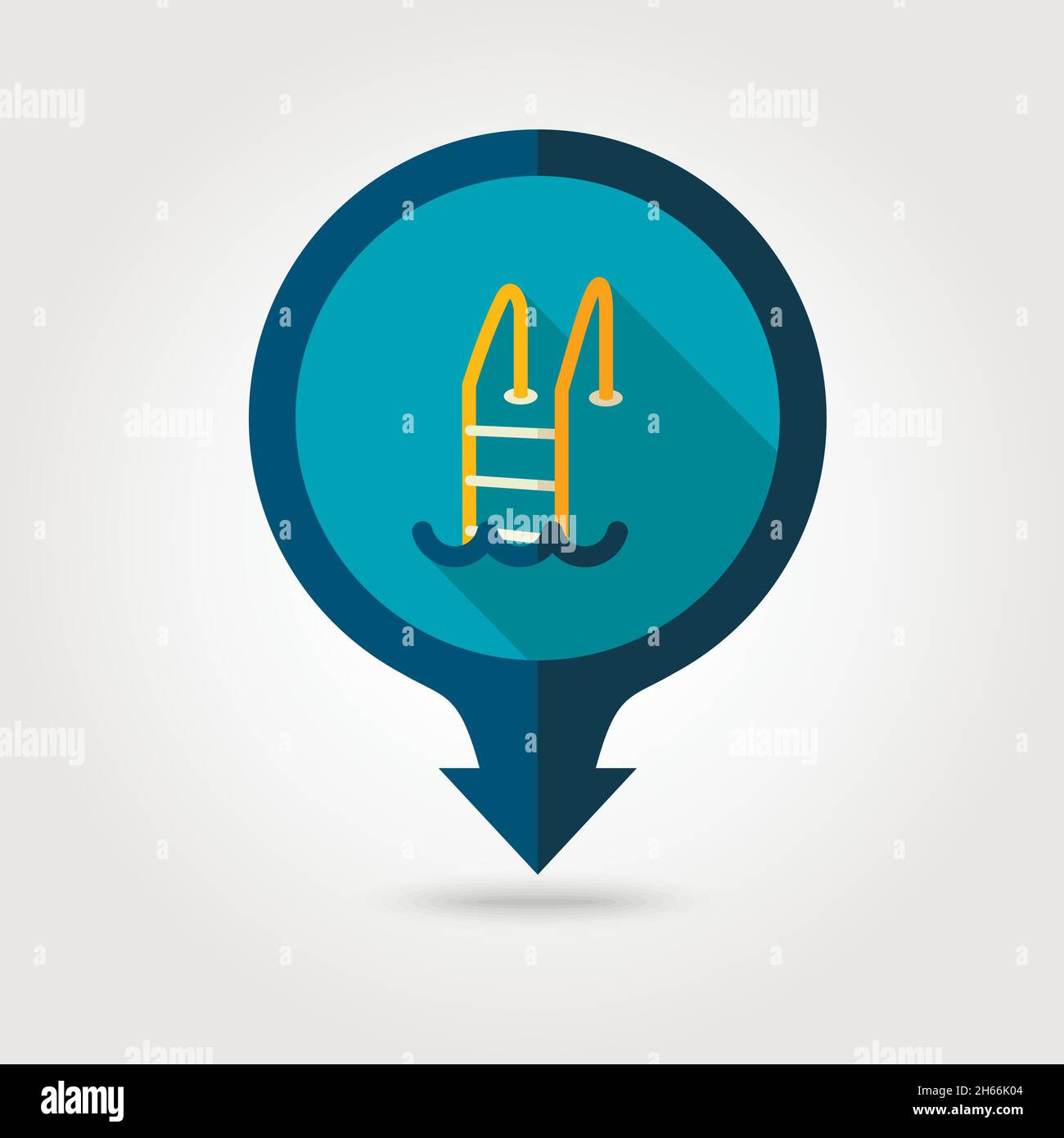 Swimming pool vector pin map flat icon with long shadow. Beach Map ...