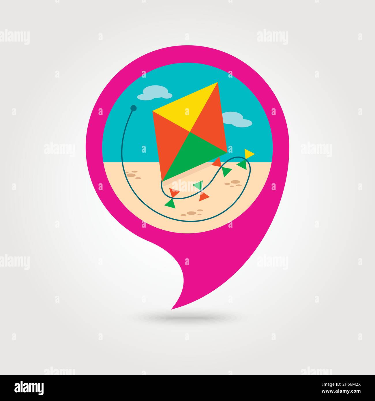 Kite vector pin map icon. Beach Map pointer. Summer Map markers ...