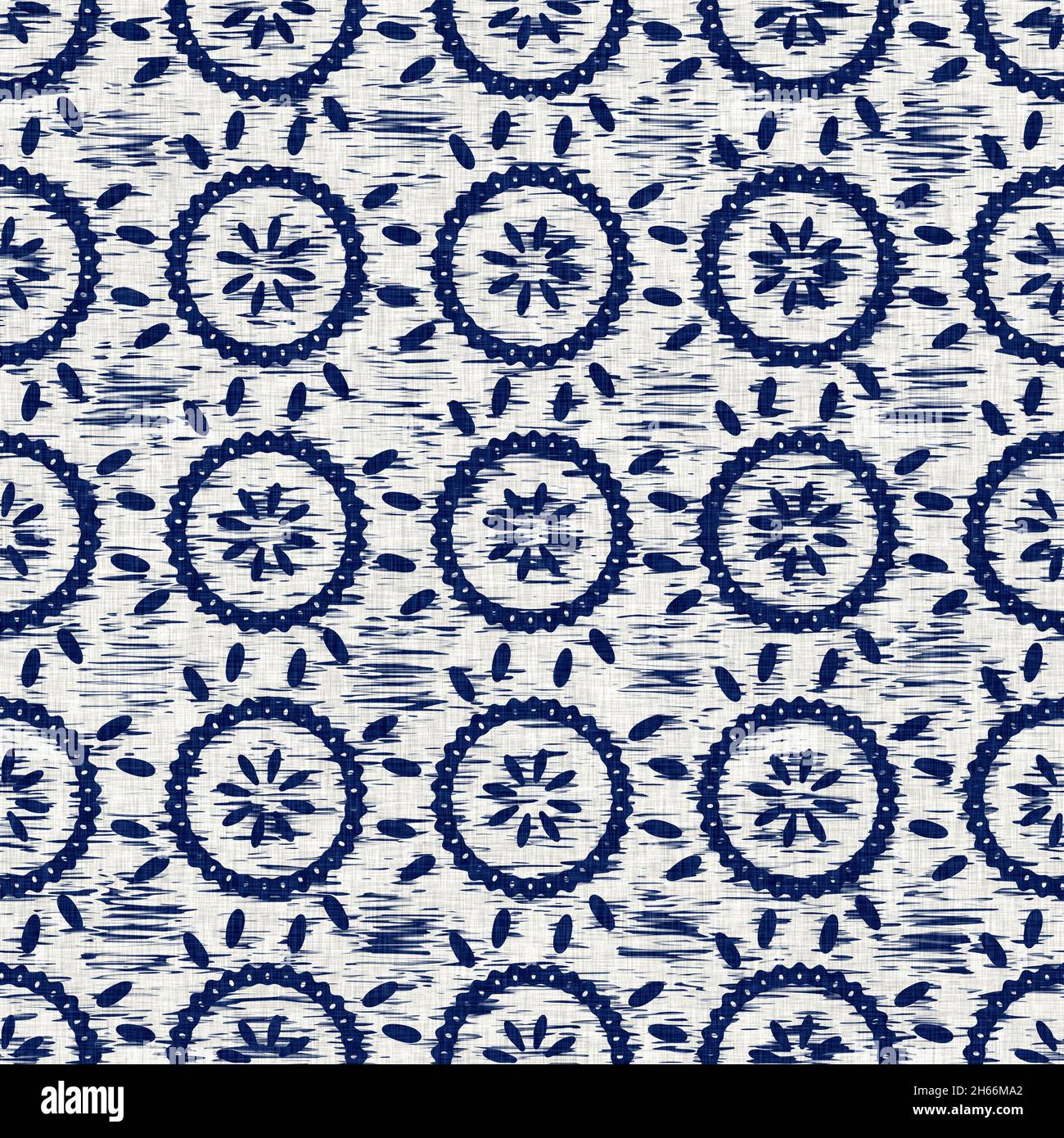 Indigo dyed fabric flower pattern texture. Seamless textile fashion ...