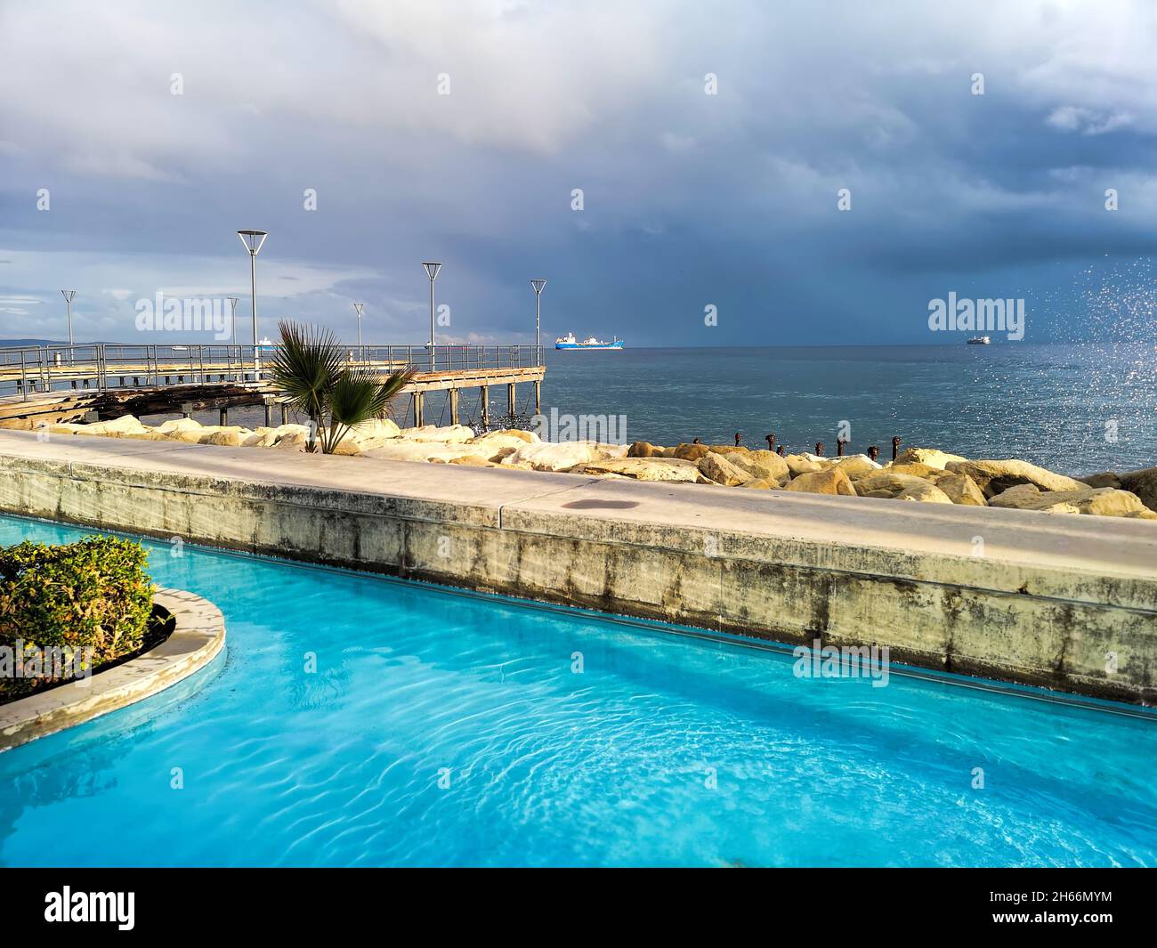 Bright blue basin in the Marine of Limassol, Cyprus Stock Photo - Alamy