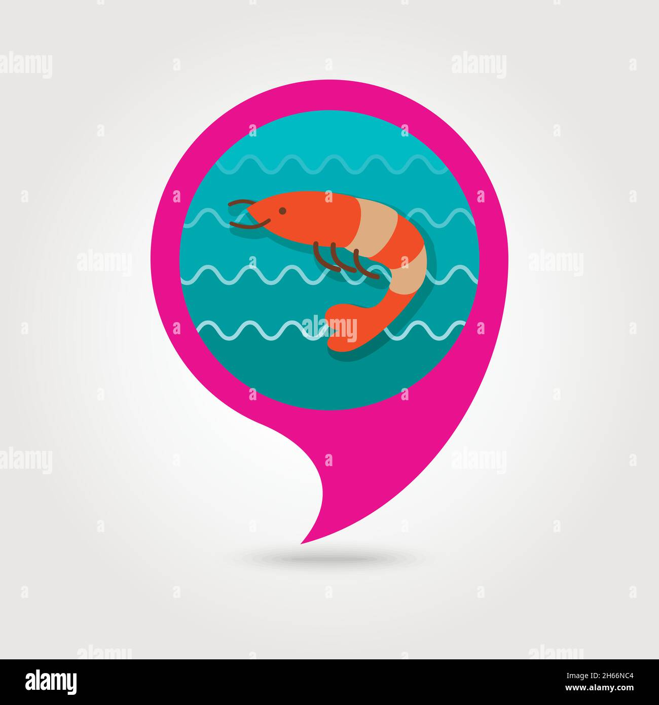 Shrimp pin map icon. Prawn vector. Beach Map pointer. Summer Map ...