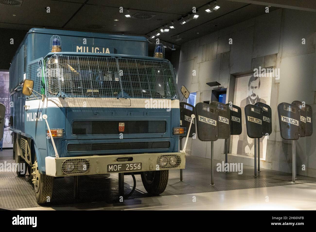 GDANSK, POLAND - Oct 08, 2021: The communist milicja (police) car and ...