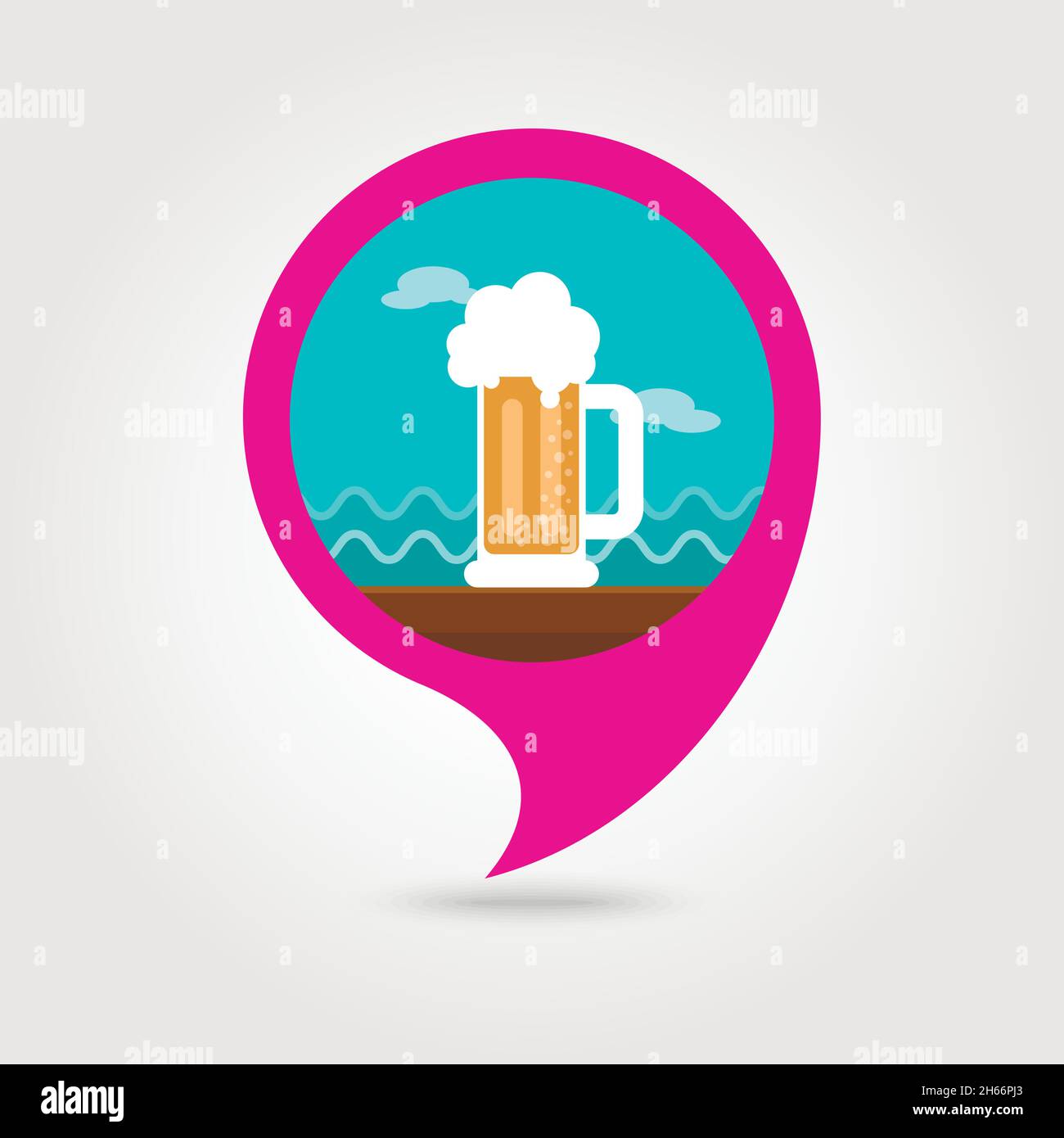 Beer Mug vector pin map icon. Beach Map pointer. Summer Map markers ...