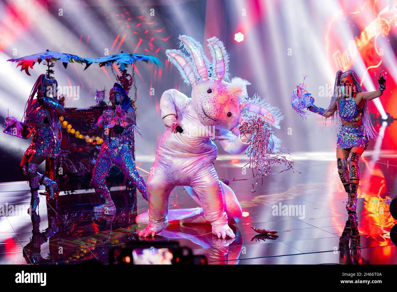 Cologne, Germany. 13th Nov, 2021. The character "The Axolotl" delivers ...