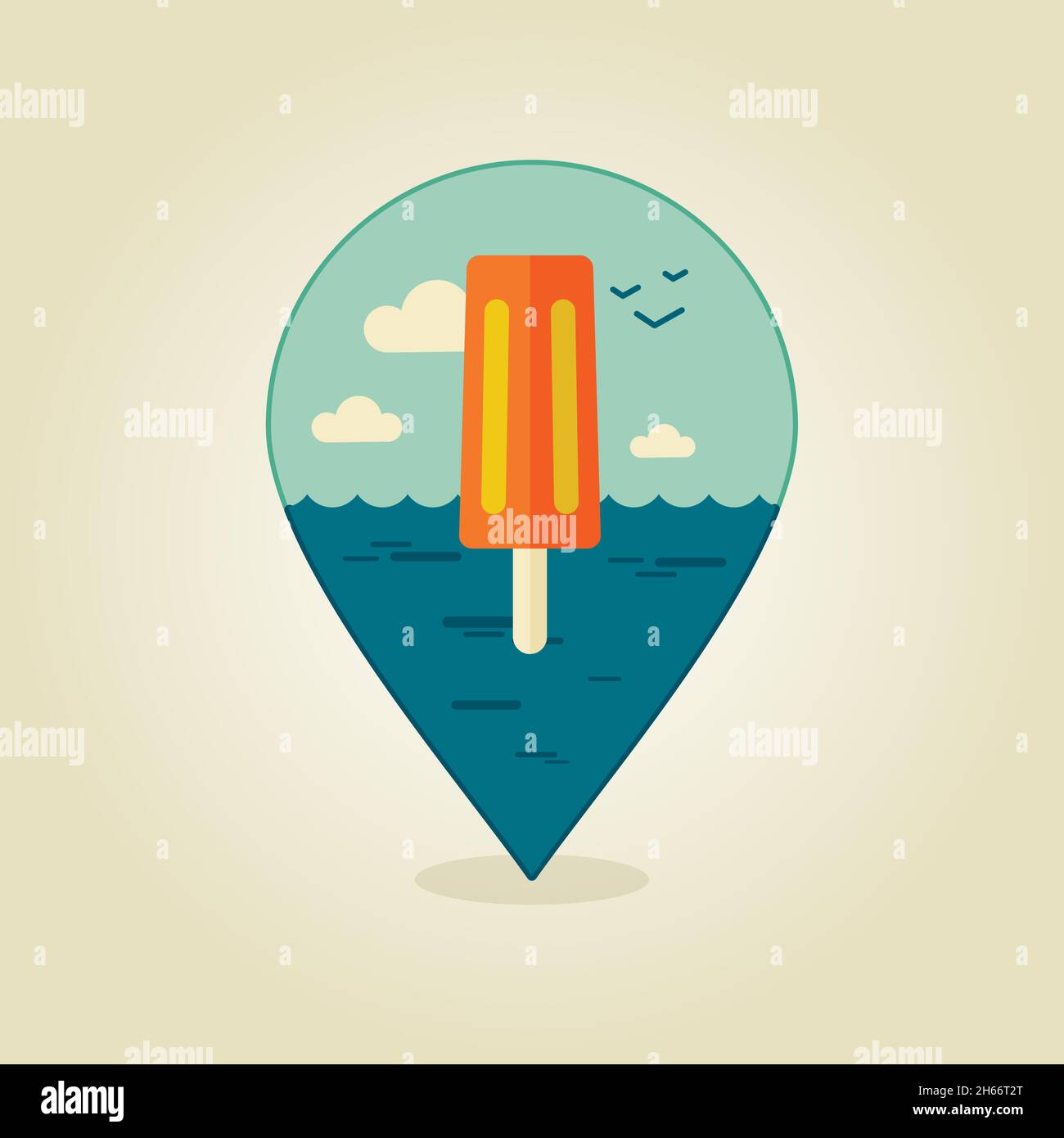Ice Cream flat pin map icon. Summertime Summer Beach Sand Sun Sea, eps ...
