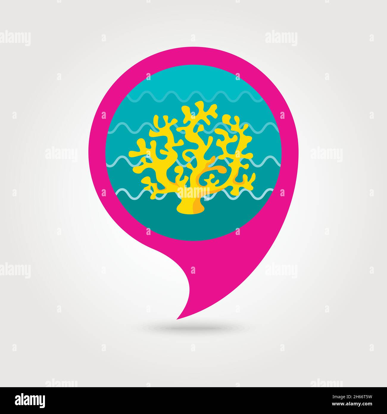 Coral vector pin map icon. Beach Map pointer. Summer Map markers ...