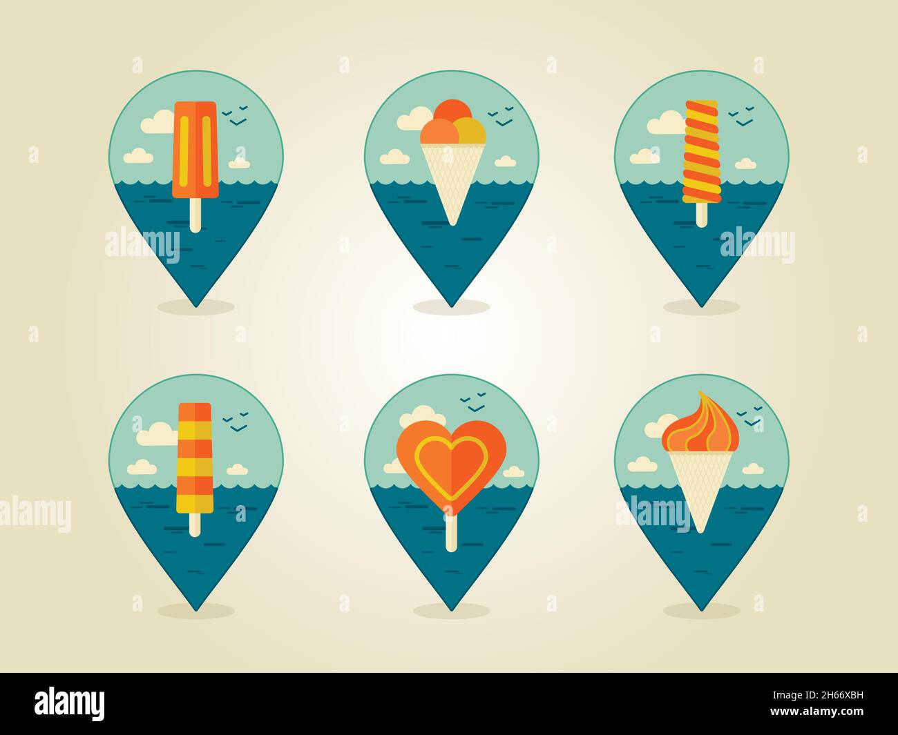 pin map icons ice cream set eps 10 Stock Vector Image & Art - Alamy