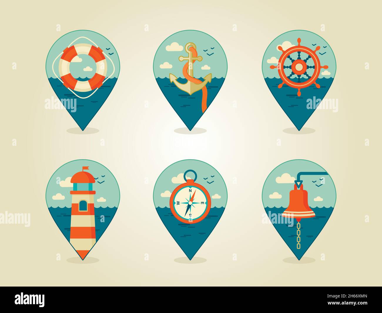 Map pointer symbol anchor sea hi-res stock photography and images - Alamy