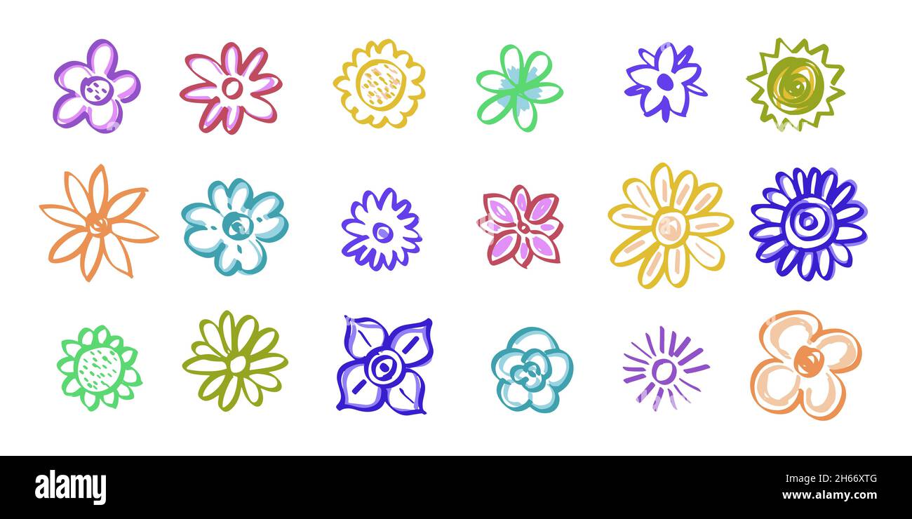 Hand drawn colorful flowers Stock Vector Image & Art - Alamy