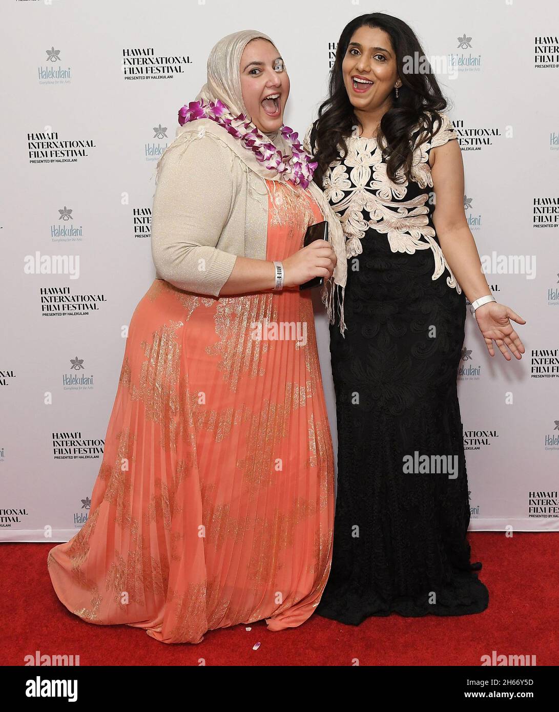 (L-R) Filmmaker Iman Zawahry and Aizzah Fatima at the 41st Hawai'i ...