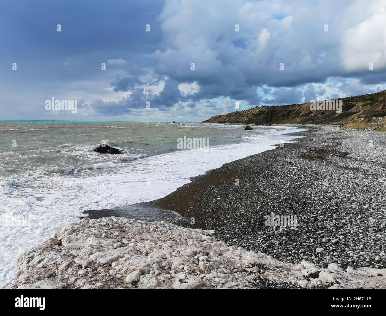 Dark sky over Kourion beach, Cyprus. This is how winter on this island ...