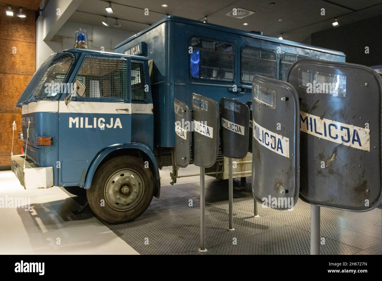 GDANSK, POLAND - Oct 08, 2021: The communist milicja (police) car and ...