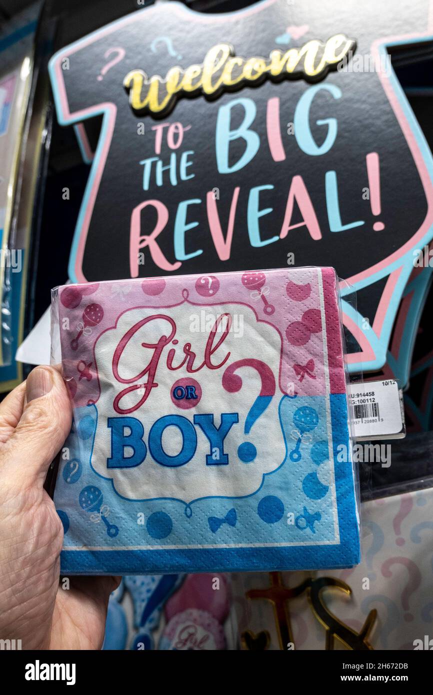 Blue themed gender reveal hi-res stock photography and images - Alamy