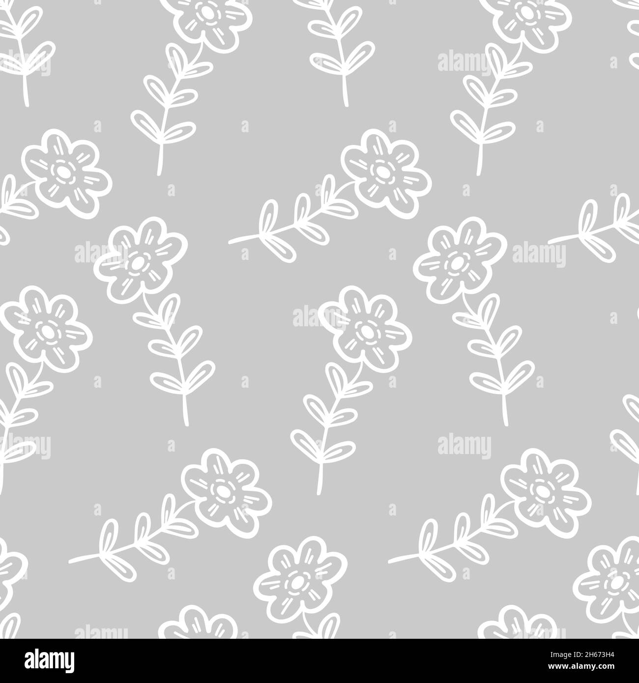 Adorable hand drawn flower seamless pattern vector illustration ...