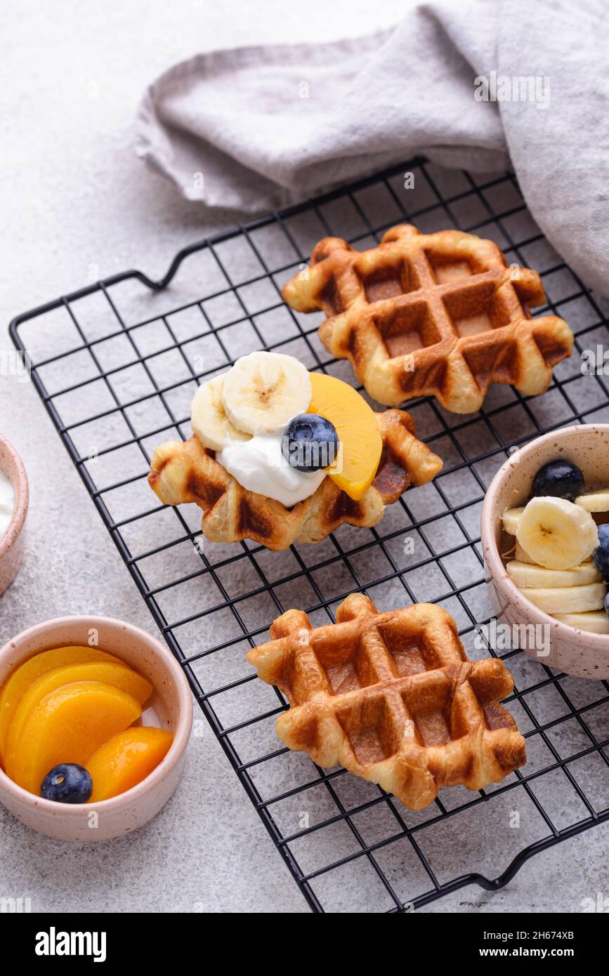 Croffle or croissant waffles, trendy food Stock Photo - Alamy