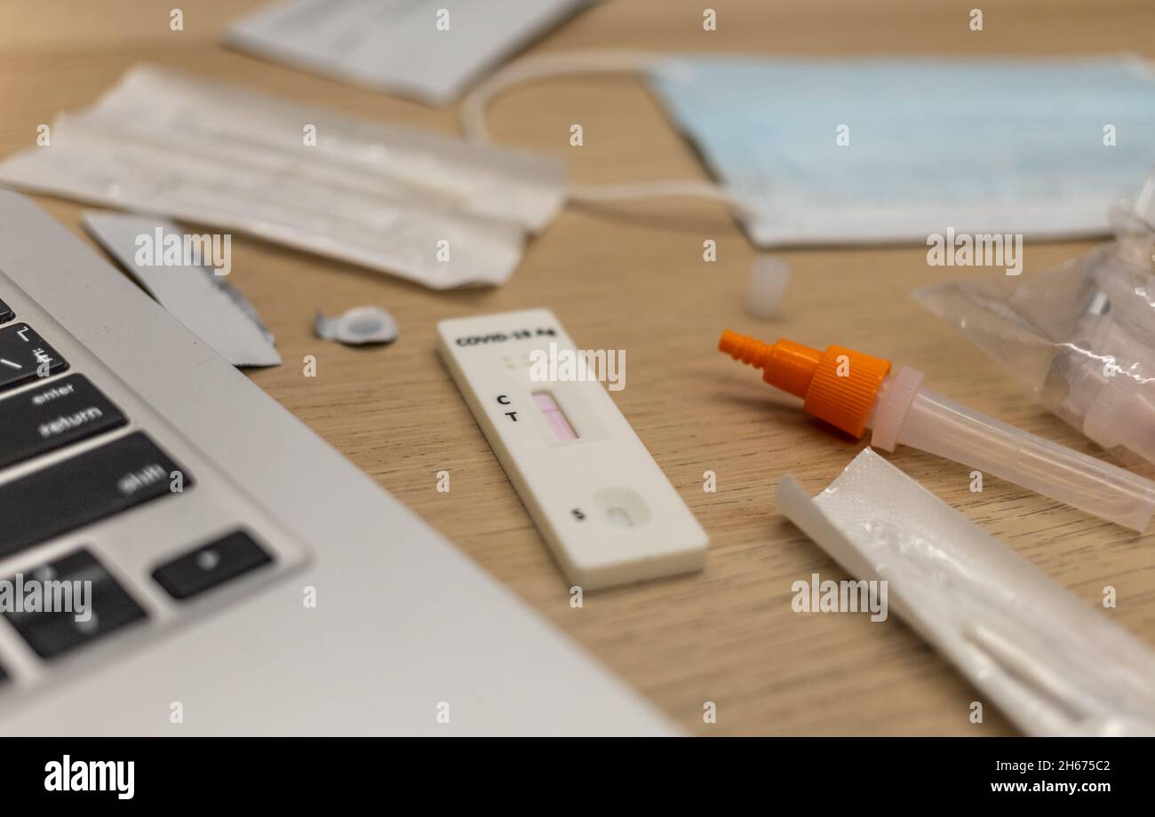 Rapid antigen covid self-test kit on the table Stock Photo - Alamy