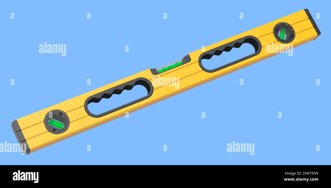 Building spirit level tool on blue background. 3d render and ...