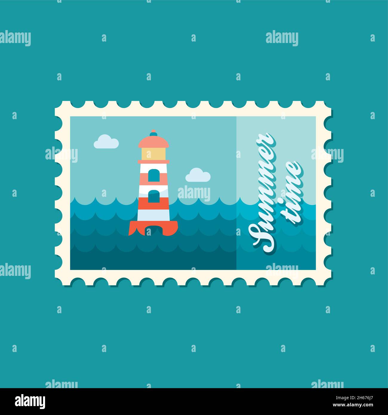 Lighthouse flat stamp, vector illustration eps 10 Stock Vector Image ...