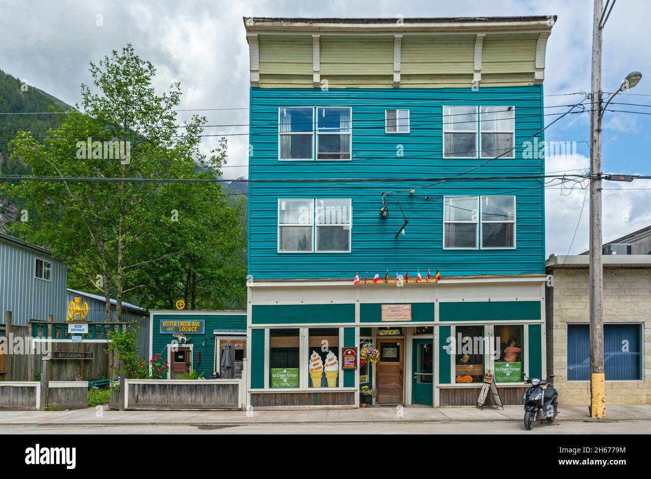 Canada, British Columbia, Stewart, downtown, Historic Bayview Hotel ...