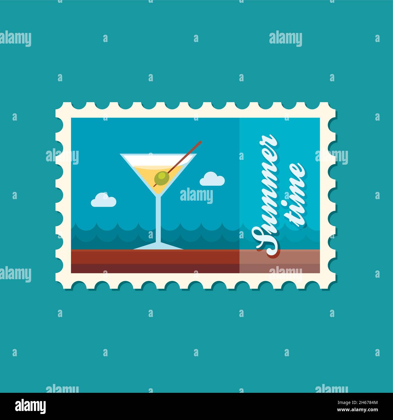Martini. Cocktail vector stamp. Beach. Summer. Summertime. Holiday ...