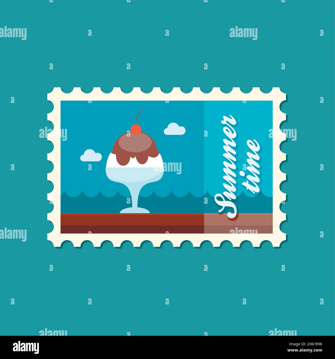 Ice cream flat stamp hi-res stock photography and images - Alamy