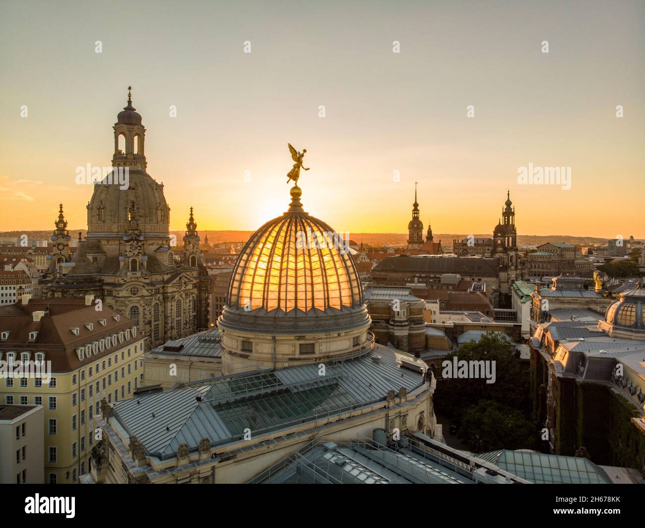 Aerial View of the Old City of Dresden at Sunset Stock Photo - Alamy