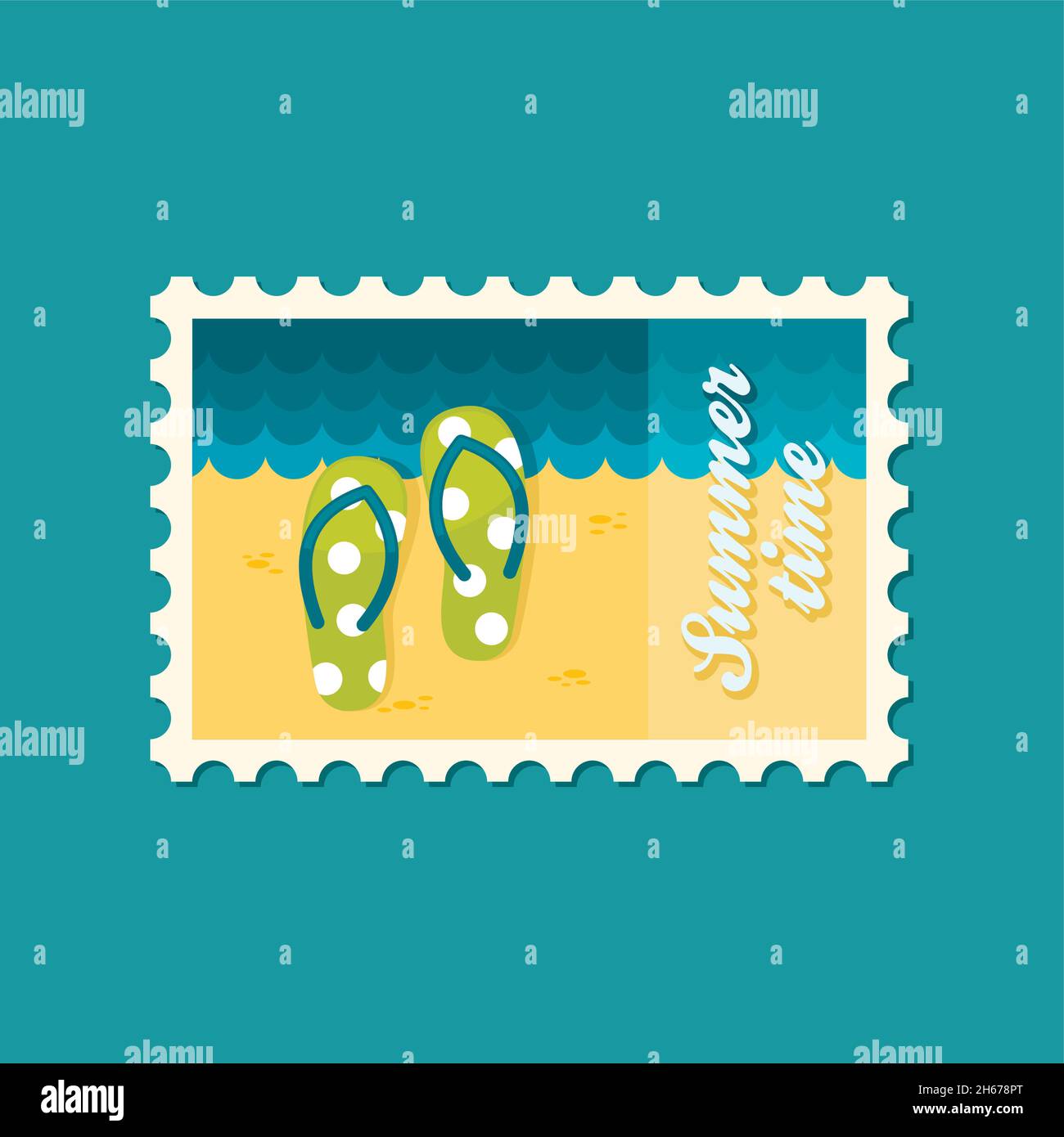 Flip Flops flat stamp, vector illustration eps 10 Stock Vector Image ...