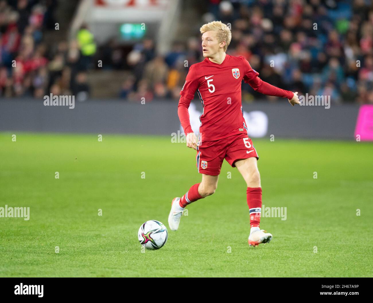 Oslo, Norway. 12th Nov, 2021. Birger Meling (5) of Norway seen during ...