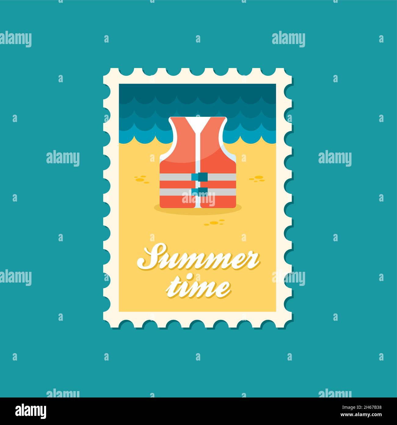 Life jacket flat stamp, vector illustration eps 10 Stock Vector Image ...
