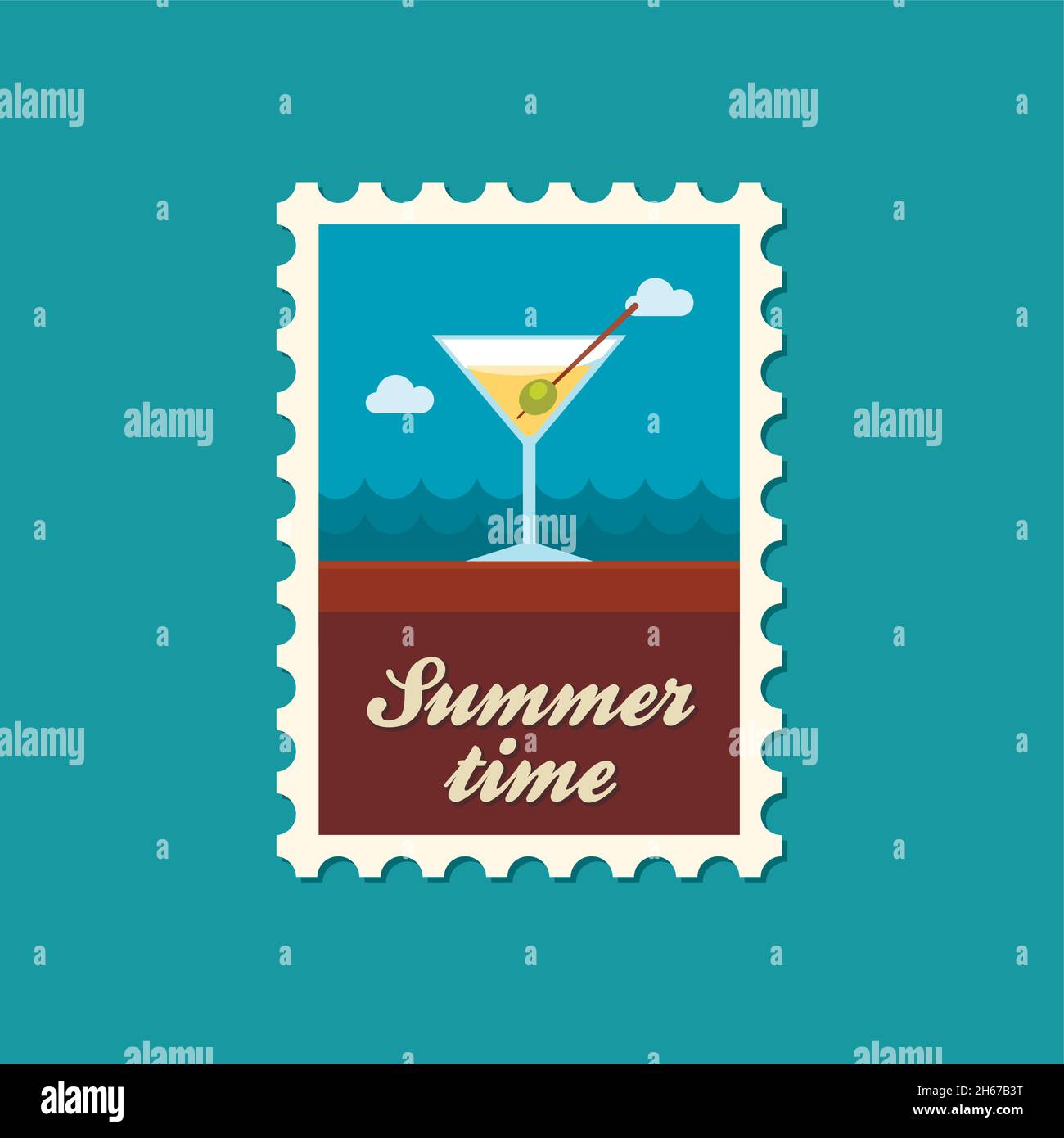 Martini. Cocktail vector stamp. Beach. Summer. Summertime. Holiday ...