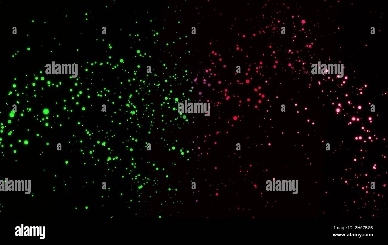 Beautiful Abstraction Of Multicolored Particles Rotating And Floating In The Dark Animation