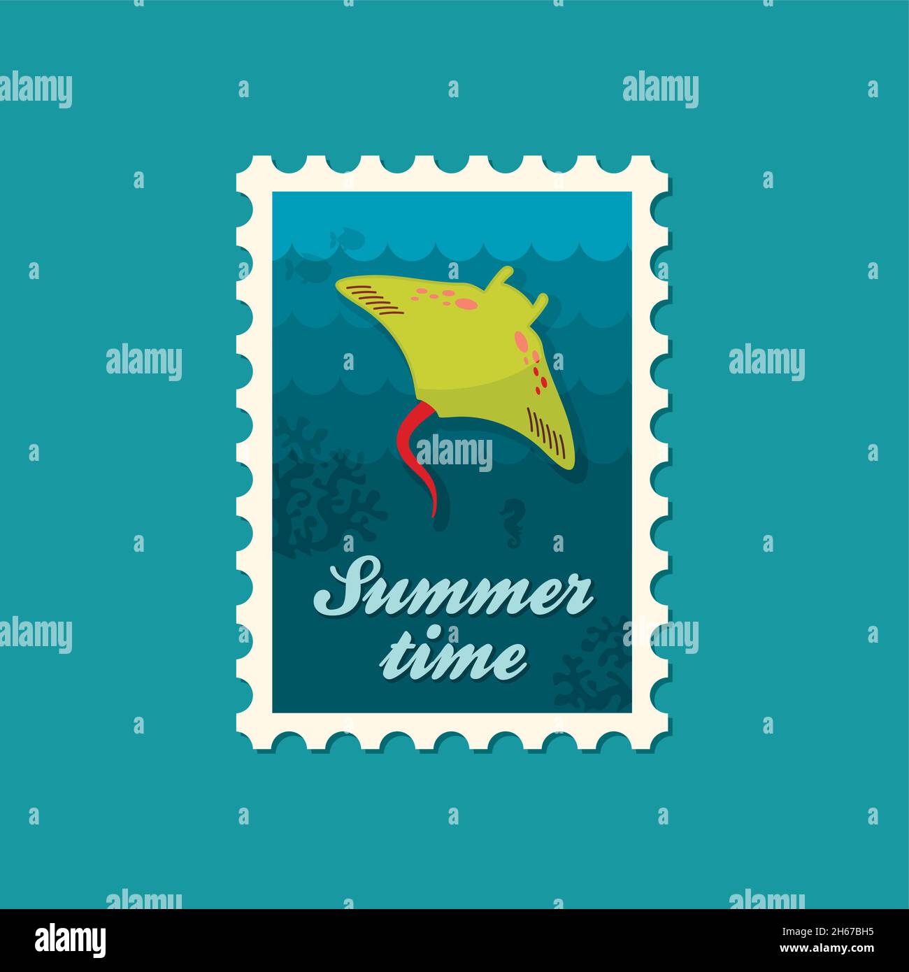Ramp fish vector stamp. Beach. Summer. Summertime. Holiday. Vacation ...