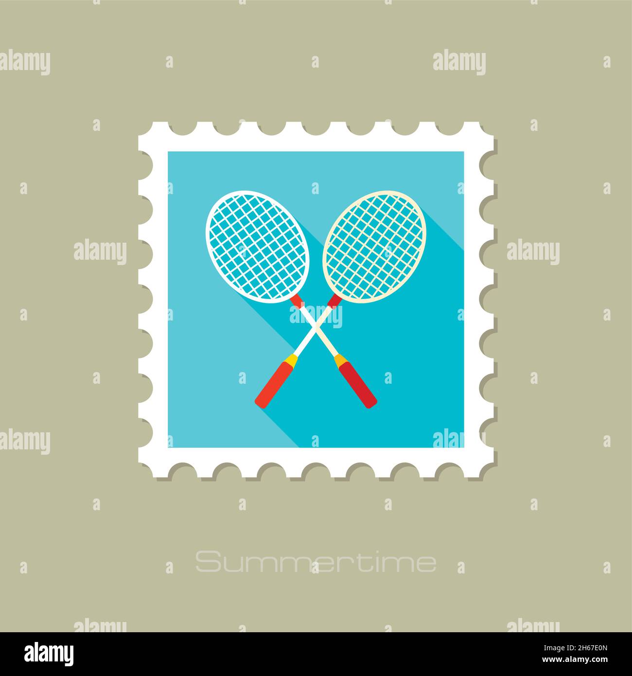 Badminton Racket flat stamp with long shadow, eps 10 Stock Vector Image ...