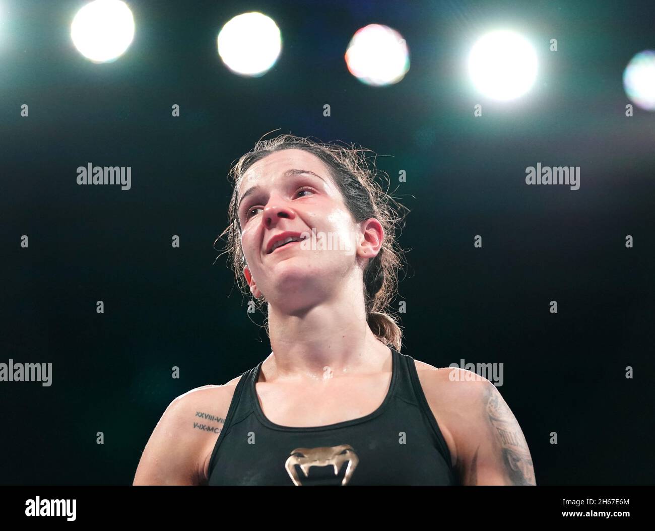 Terri Harper reacts after defeat by knockout from Alycia Baumgardner in ...