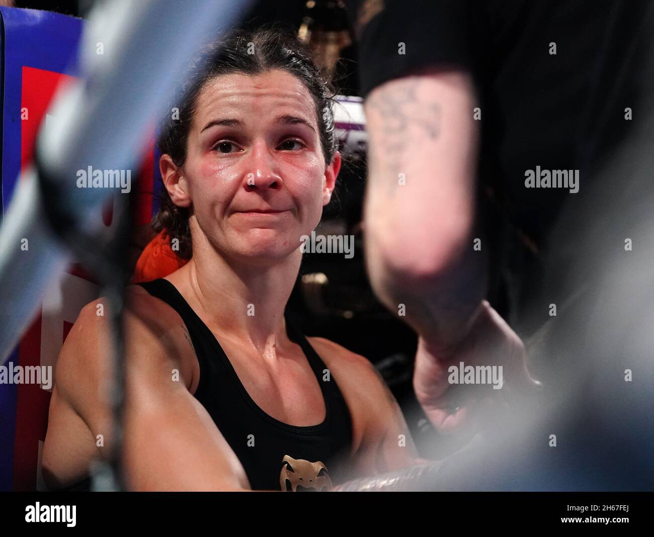 Terri Harper reacts after defeat by knockout from Alycia Baumgardner in ...
