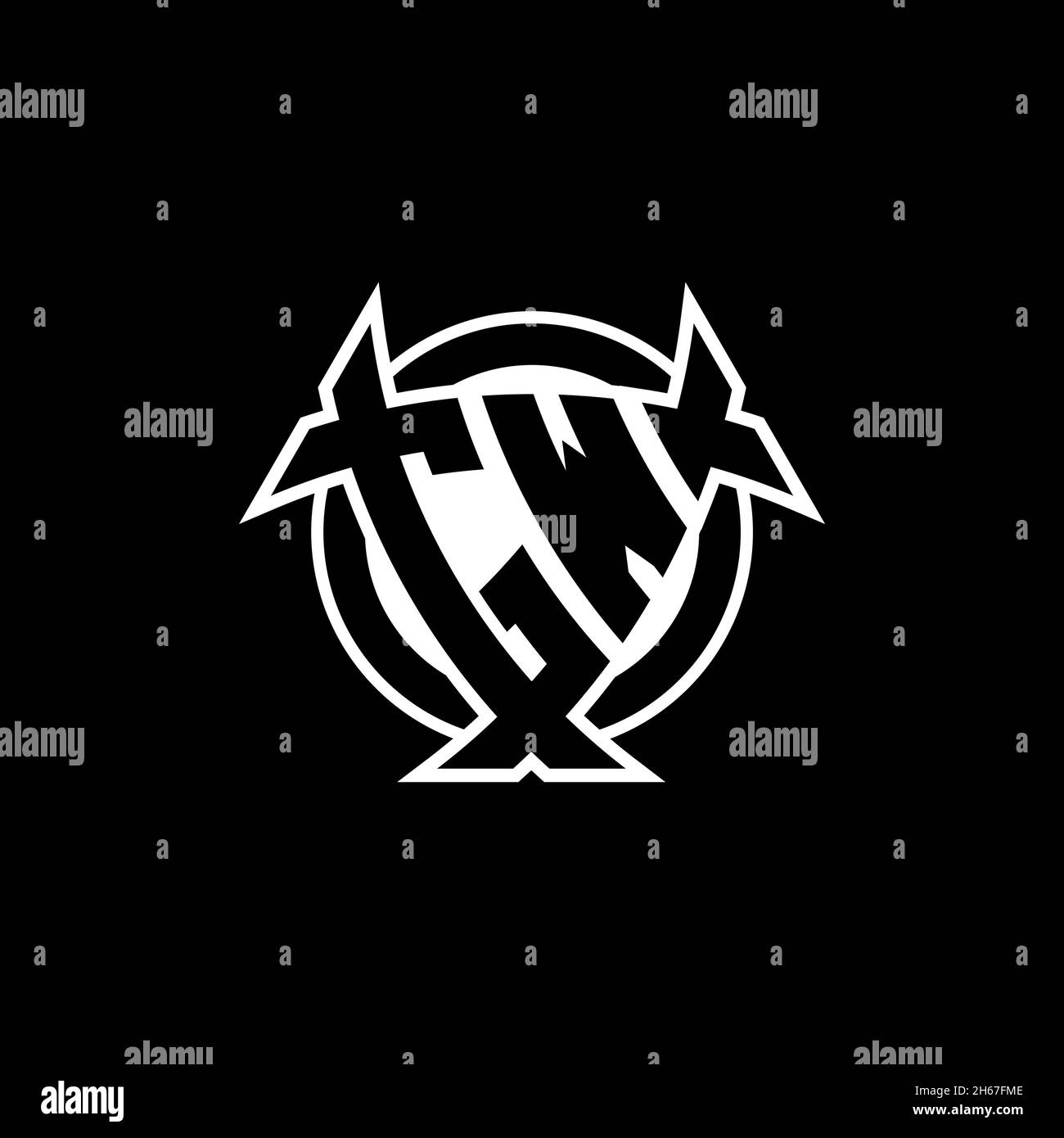 GW Monogram logo letter with triangle shield and circle shape style ...