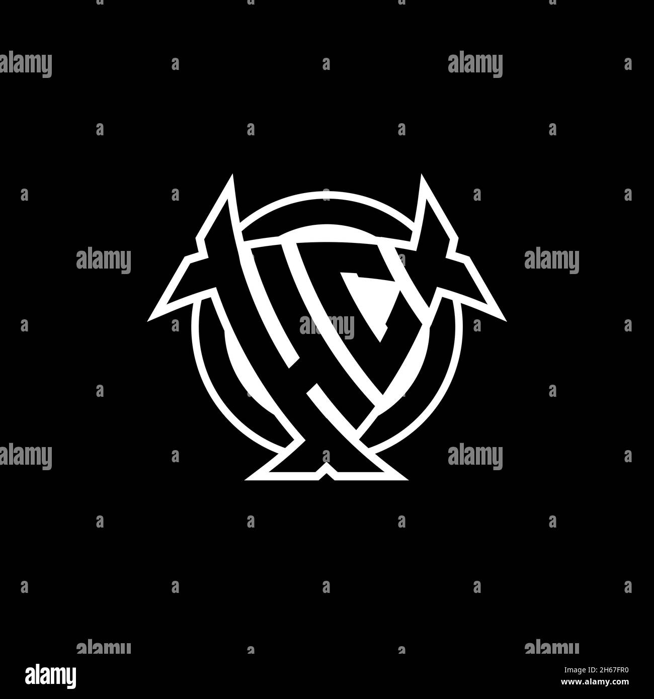 HC Monogram logo letter with triangle shield and circle shape style ...