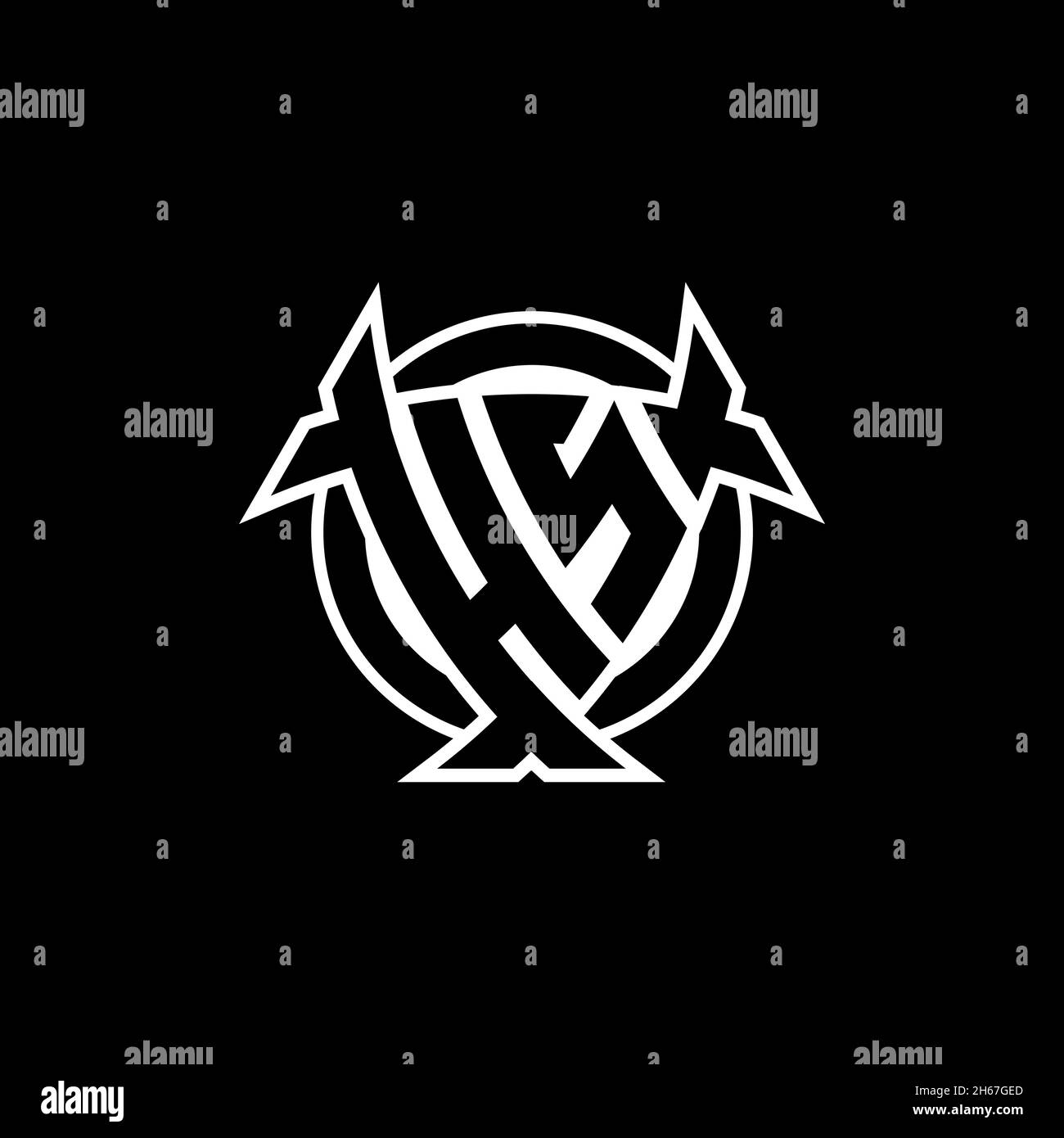 HS Monogram logo letter with triangle shield and circle shape style ...