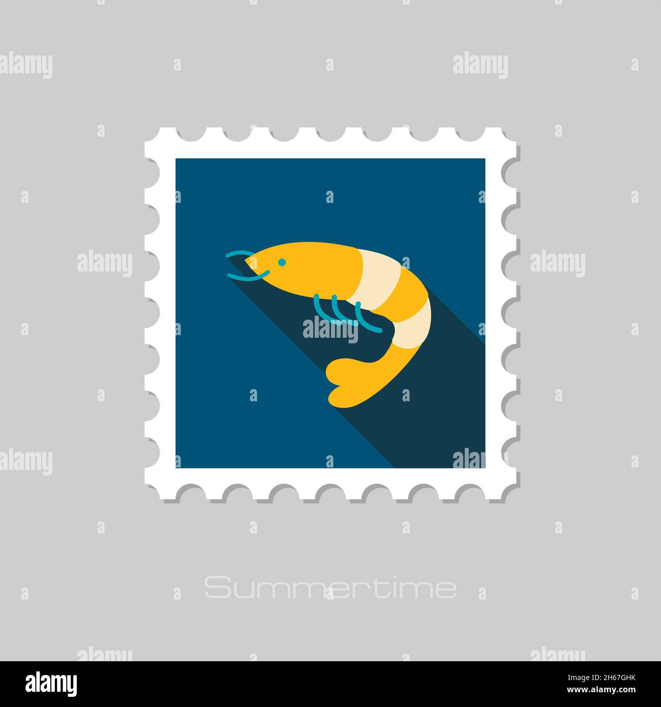 Shrimp stamp. Prawn vector. Beach. Summer. Summertime. Holiday ...