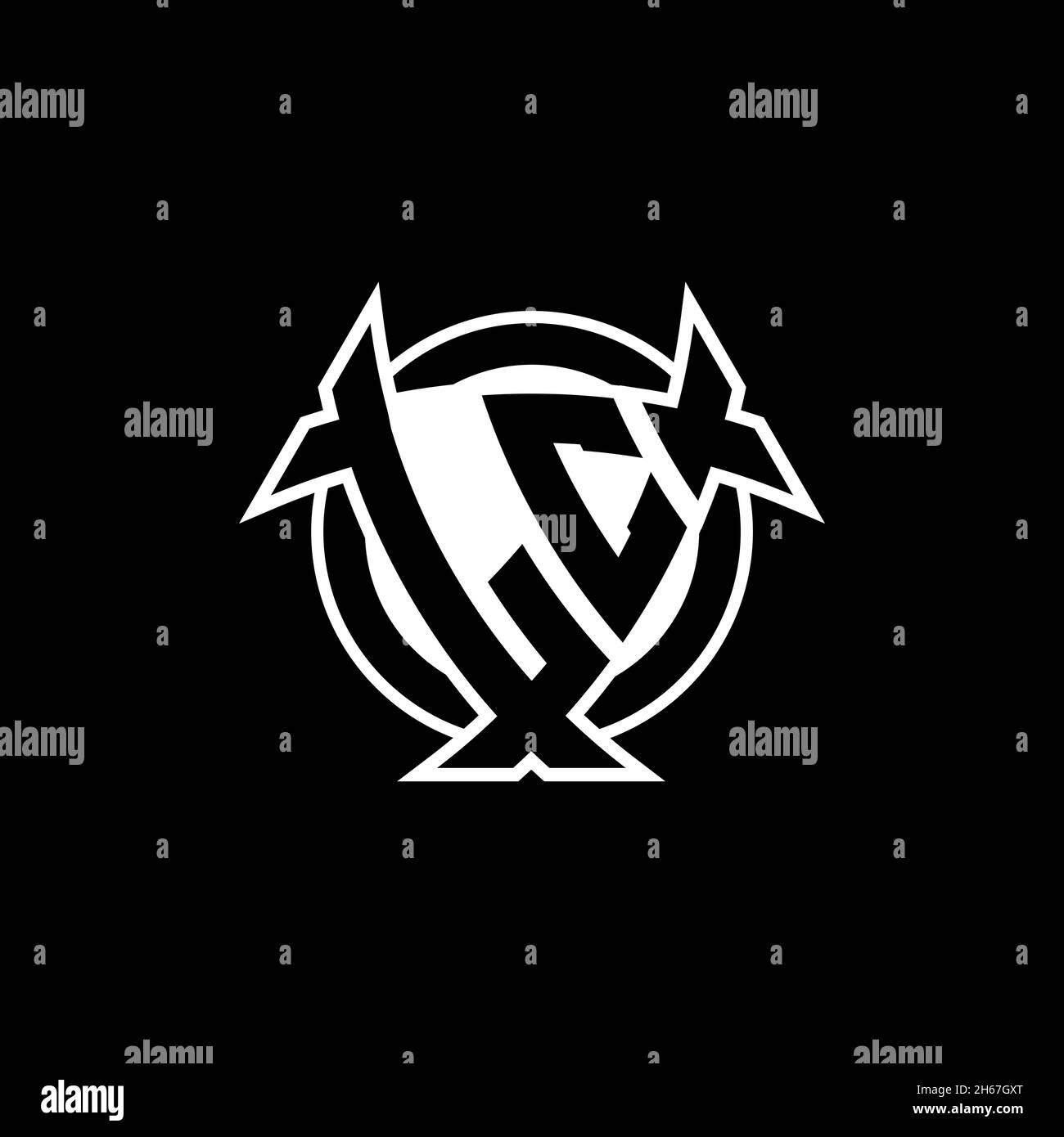 LC Monogram logo letter with triangle shield and circle shape style ...