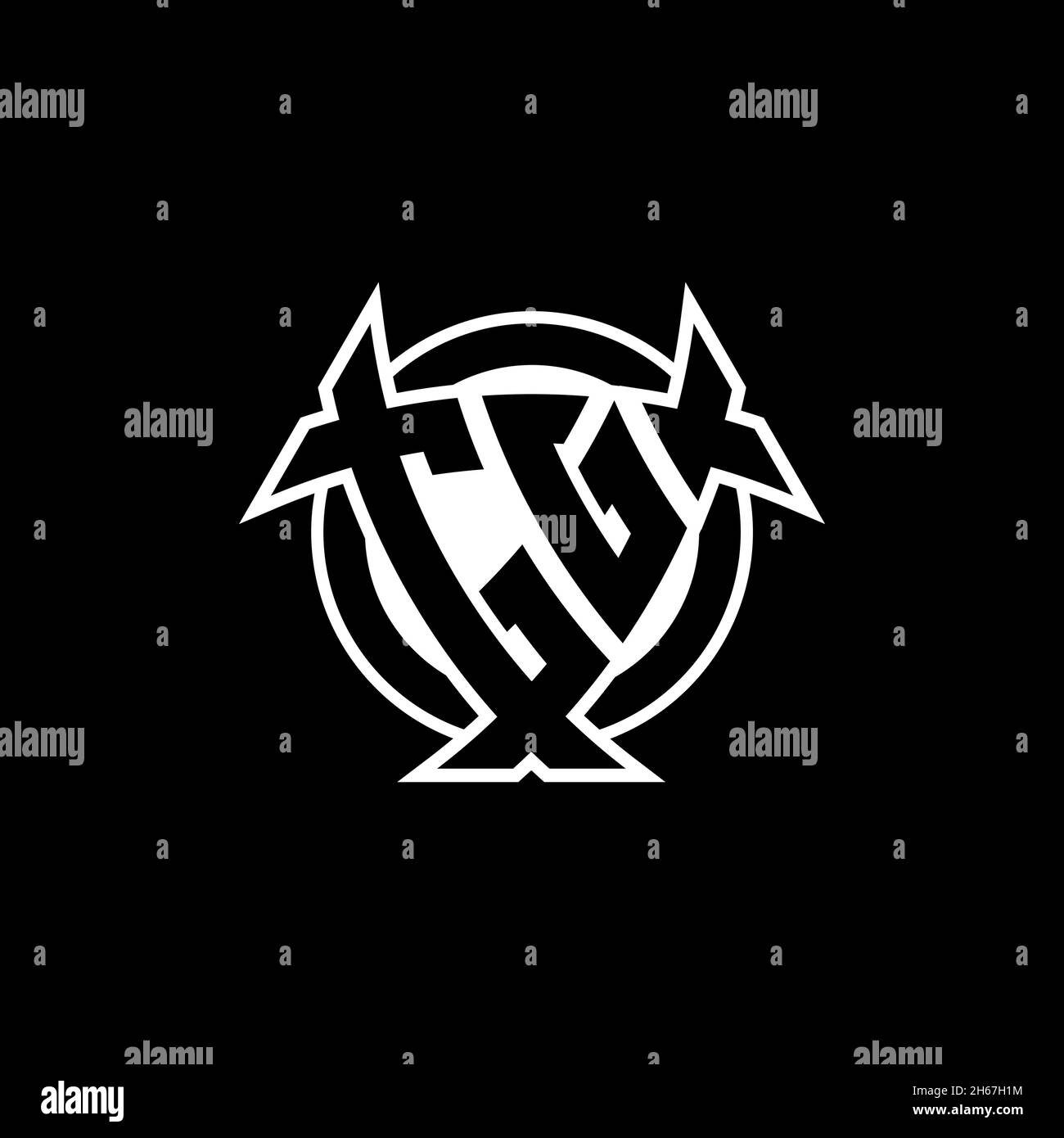 GG Monogram logo letter with triangle shield and circle shape style ...
