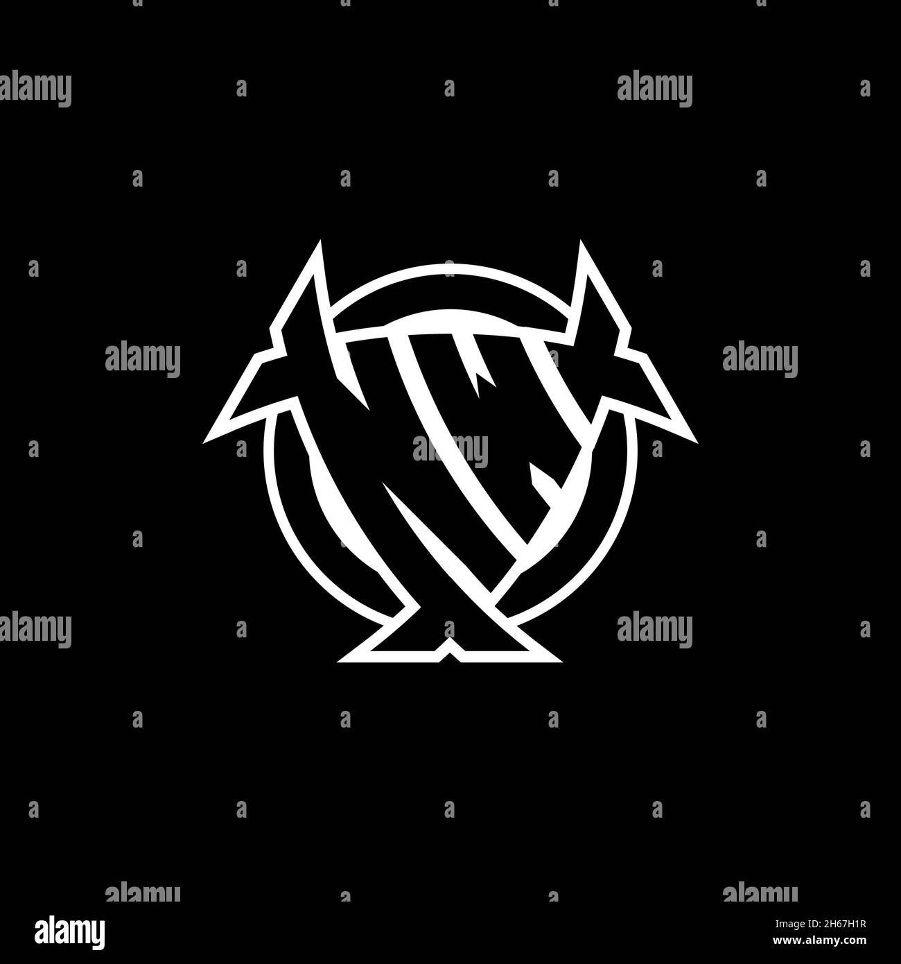 NW Monogram logo letter with triangle shield and circle shape style ...